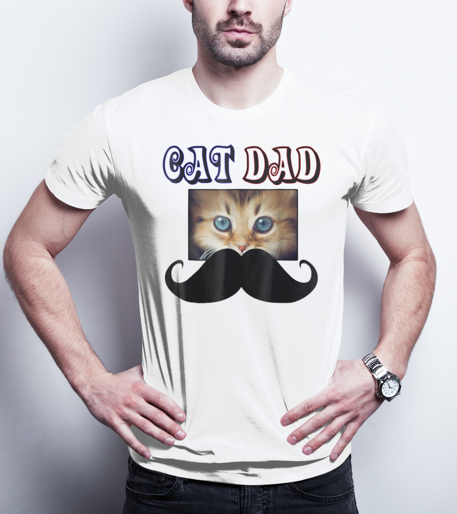 CaT Dad Love Cats76 Moustache Blue Eyed Kitten T-Shirt