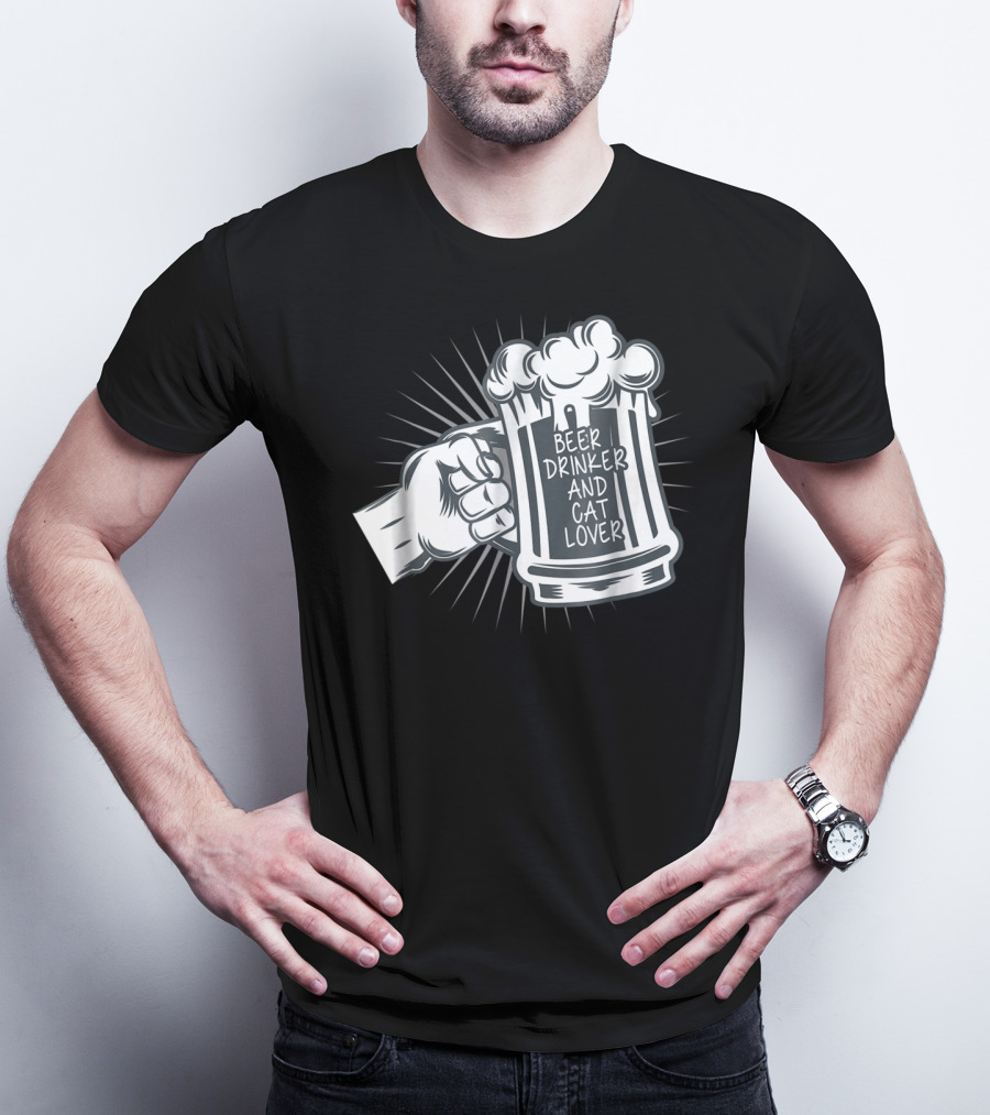 Beer Drinker And Cat Lover Cat Dad81 T-Shirt