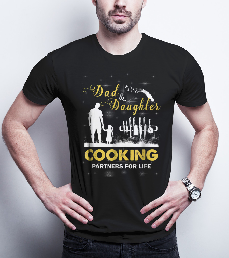 Dad And Daughter Cooking Partners For Life Silhouette And Knives T-Shirt