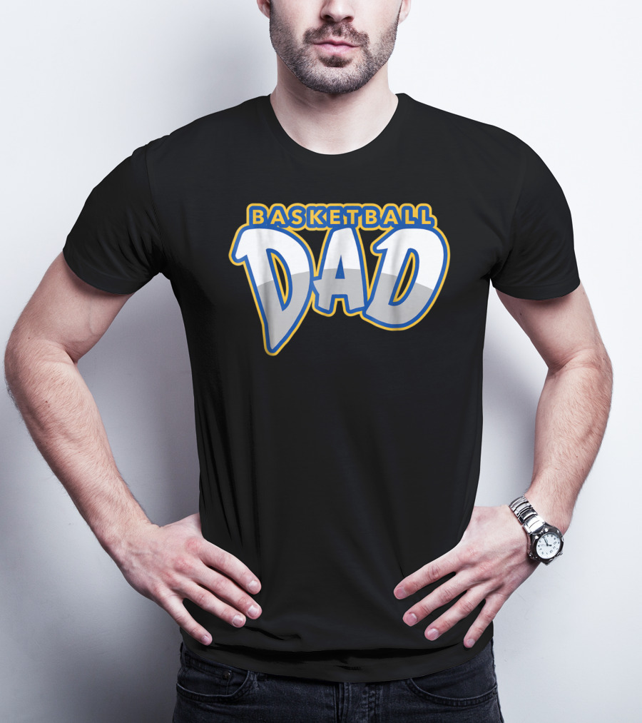 Basketball Dad Bold Blue And Yellow T-Shirt