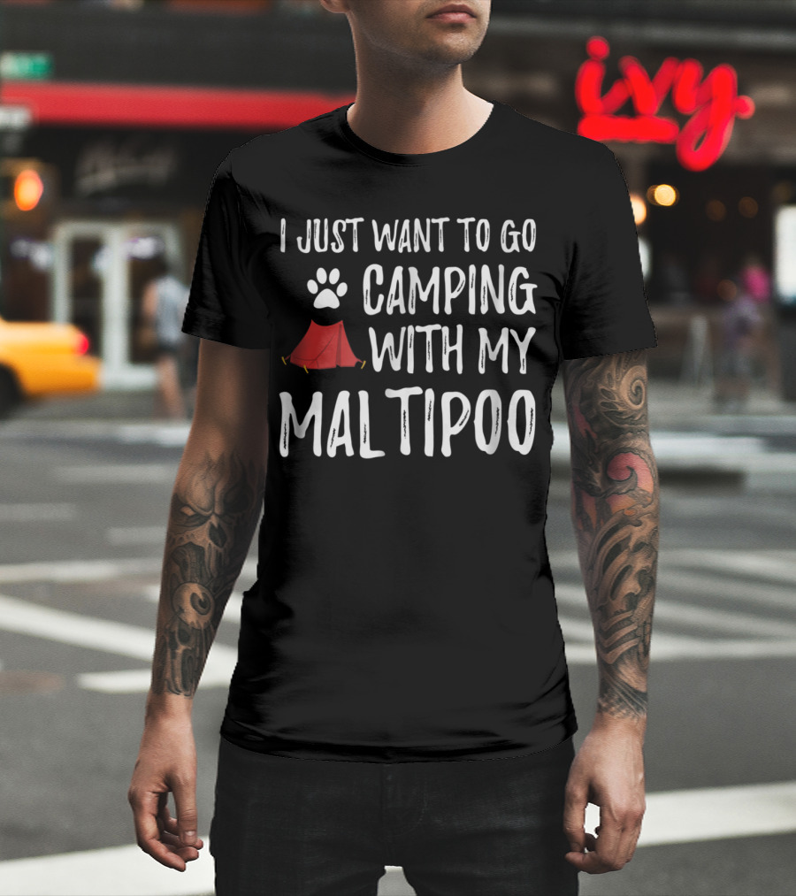 Camping With My Maltipoo For Funny Dog Mom Or Dog Dad Camper91 T-Shirt