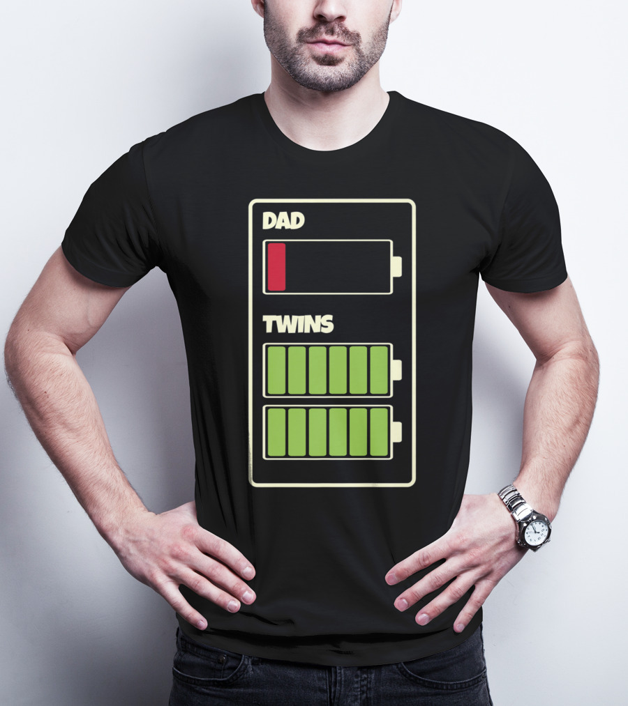 Dad Low Battery Twins Full Charge T-Shirt