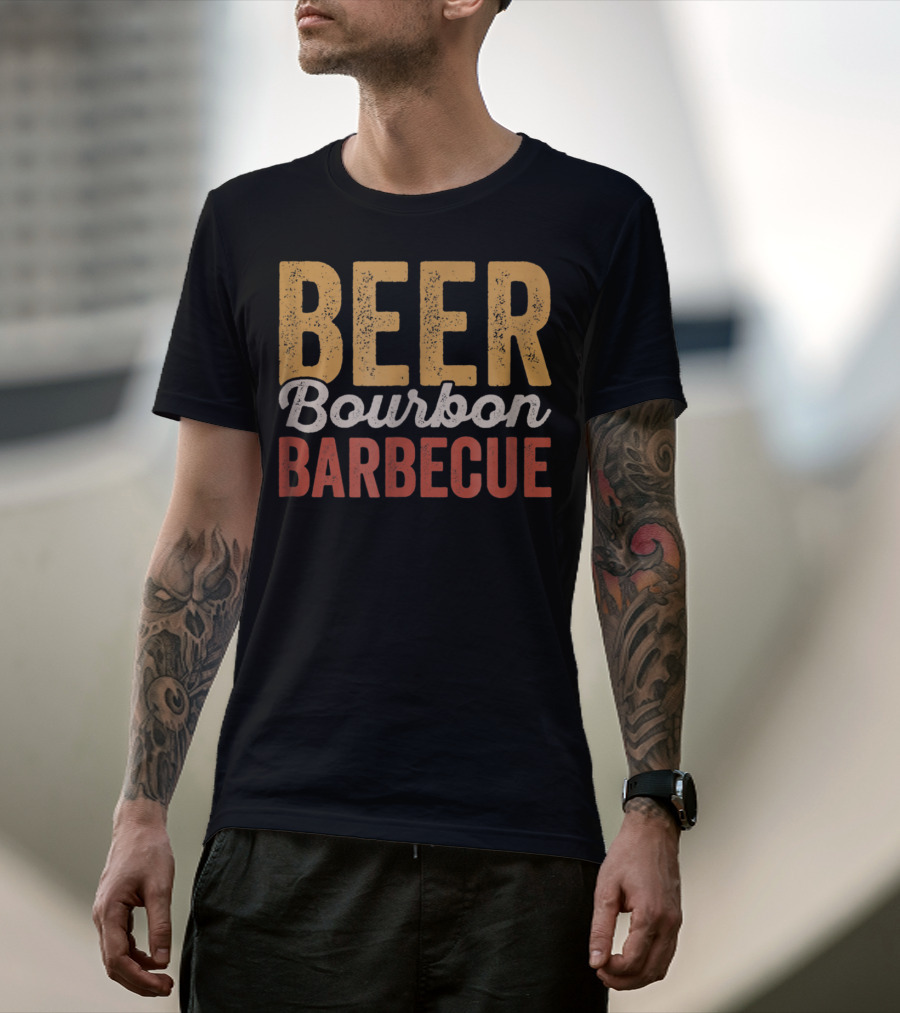 Beer Bourbon Barbecue For Backyard Grilling Dad33 T-Shirt