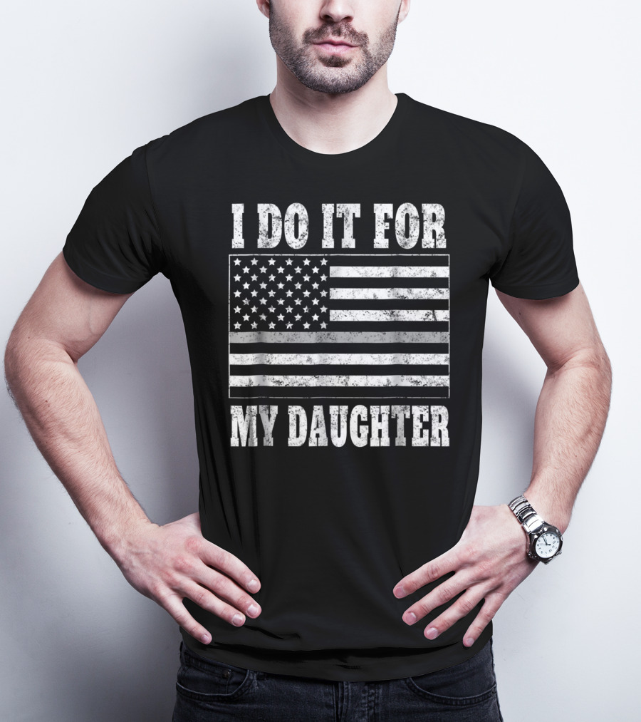 Corrections Officer Dad Thin Gray Line I Do It For My Daughter American Flag T-Shirt