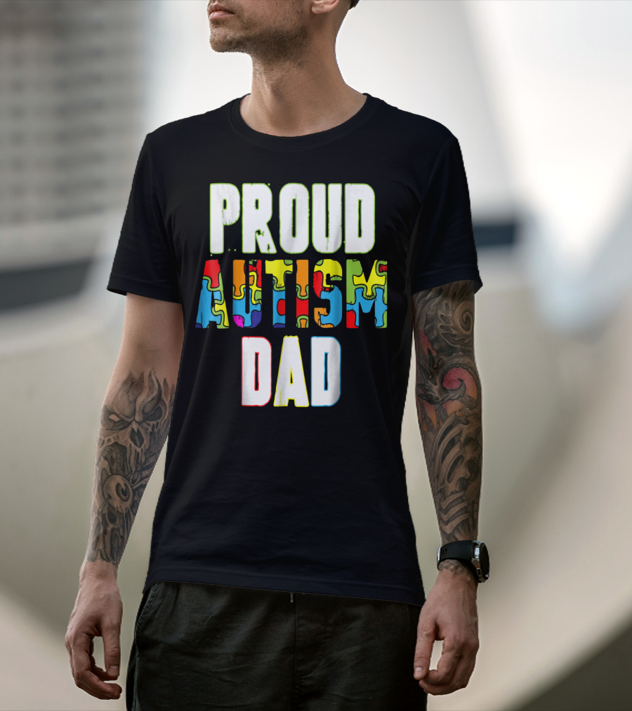 PROUD AUTISM DAD Autism Awareness Product T-Shirt