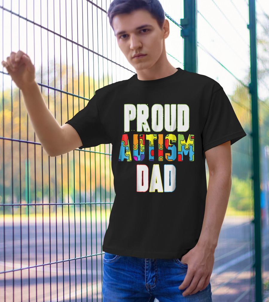 PROUD AUTISM DAD Autism Awareness Product T-Shirt