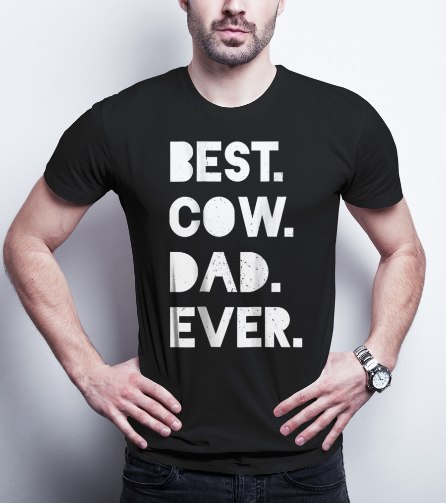 Best Cow Dad Ever Mens Vintage Farmer Gift T-Shirt