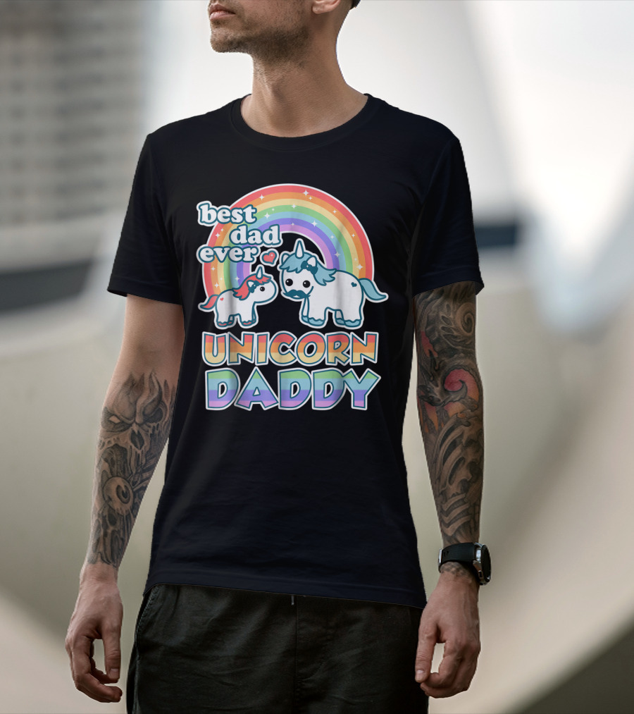 Best Dad Ever Unicorn Daddy Cute Funny Rainbow T-Shirt