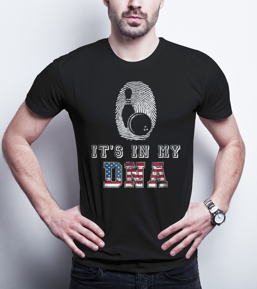 It's In My DNA Bowling Fingerprint American Flag Bowling Novelty And Accessories98 T-Shirt