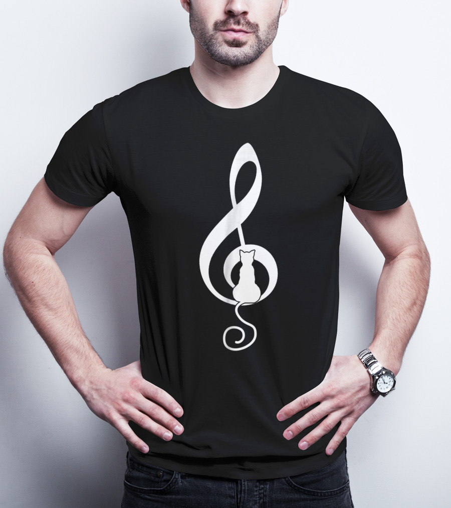 Cat Musical Gclef Music Lover Cat T-Shirt