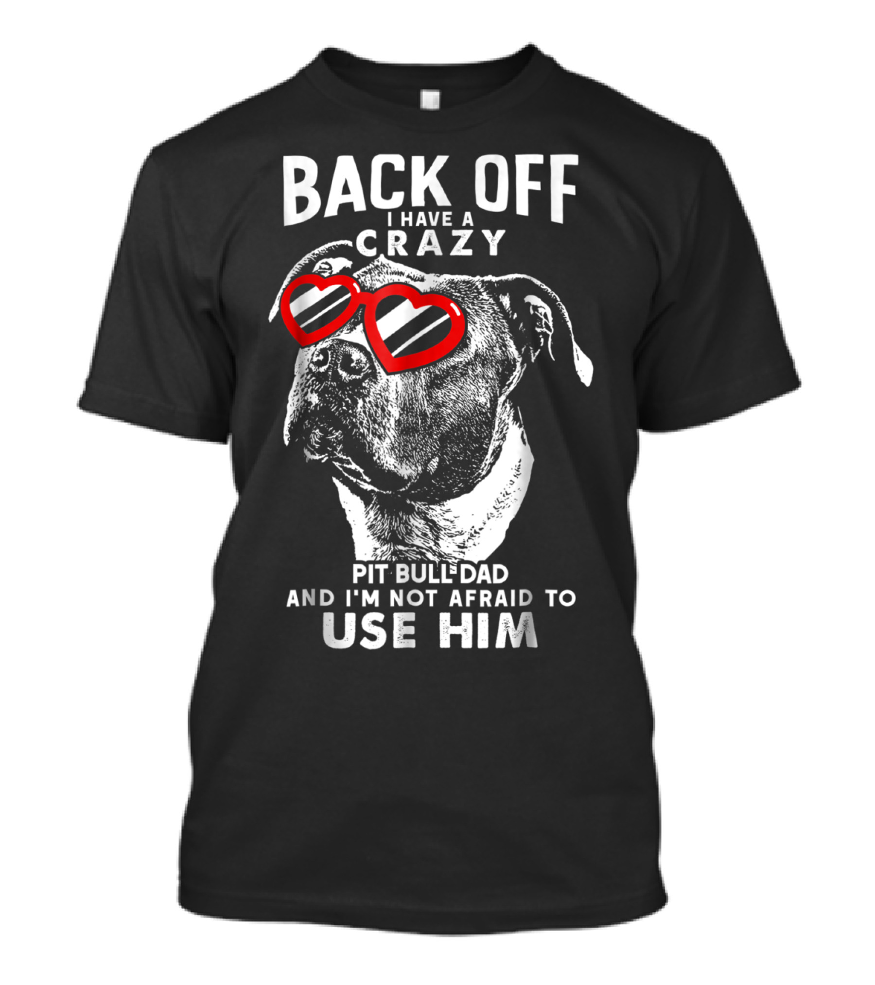 BACK OFF I HAVE A CRAZY PIT BULL DAD AND I'M NOT AFRAID TO USE HIM T-Shirt