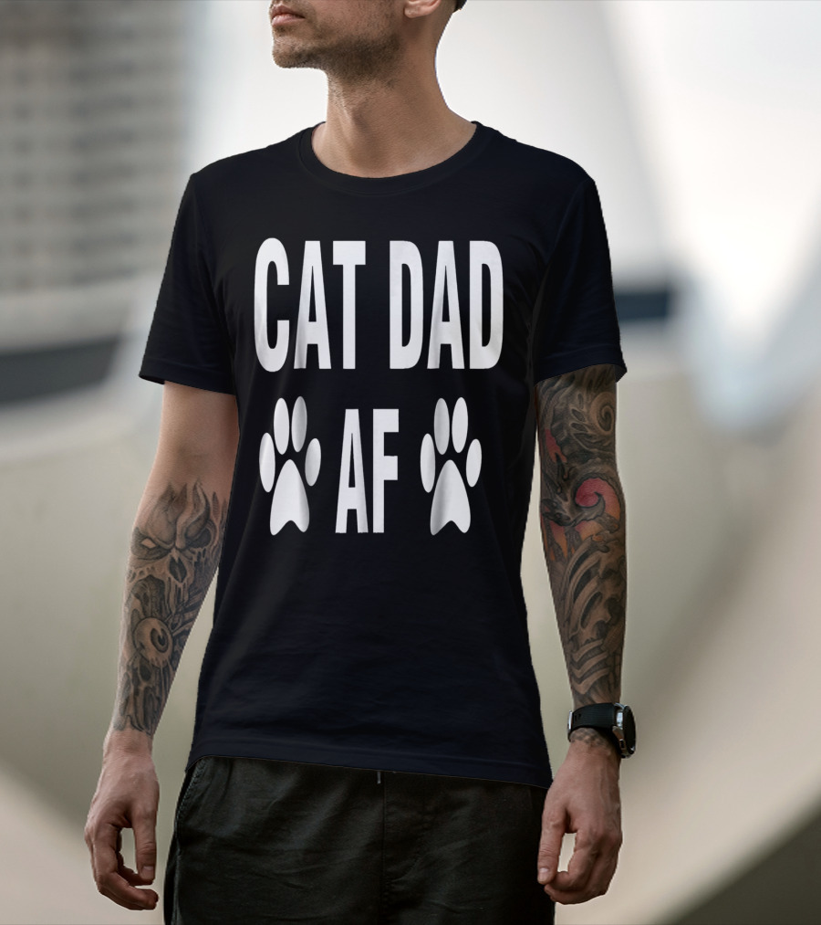 CAT DAD AF Paw Prints T-Shirt