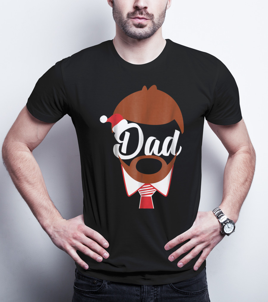 Dad Face Santa Hat Christmas Family Matching Holiday82 T-Shirt