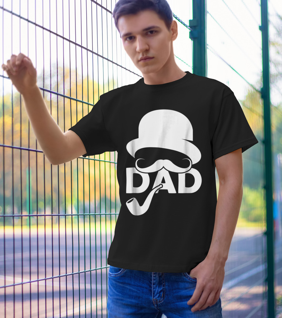 Cool Dad Mustache Hat Pipe T-Shirt