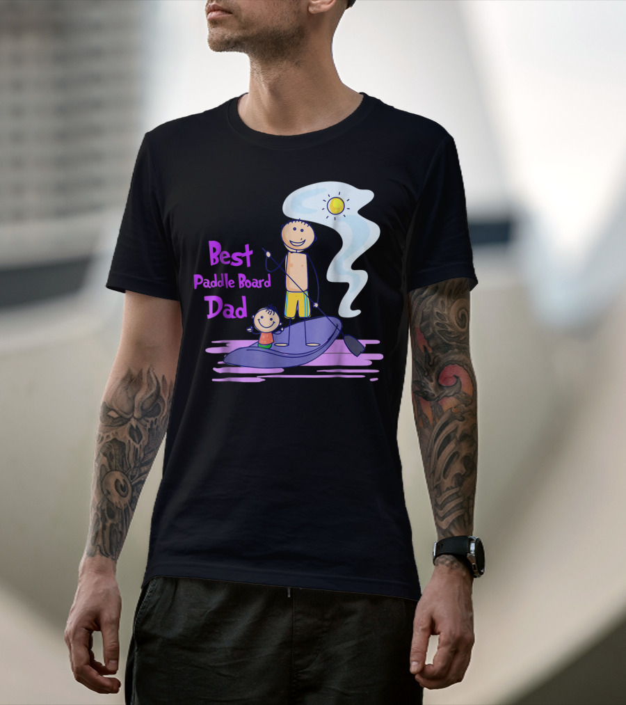 Best Paddle Board Dad Fun Stick Figure T-Shirt
