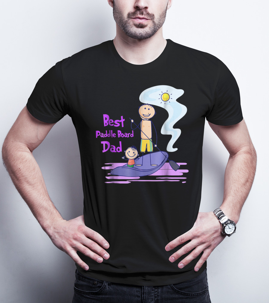 Best Paddle Board Dad Fun Stick Figure T-Shirt