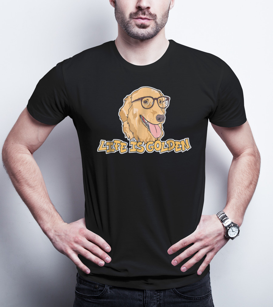 Life Is Golden Retriever Glasses T-Shirt