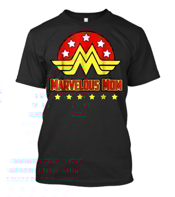 Marvelous Mom Superhero Wonder-Inspired Stars Emblem T-Shirt