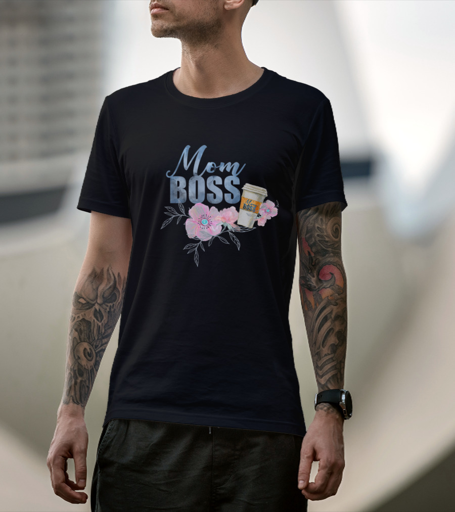 Mom Boss Coffee Floral T-Shirt