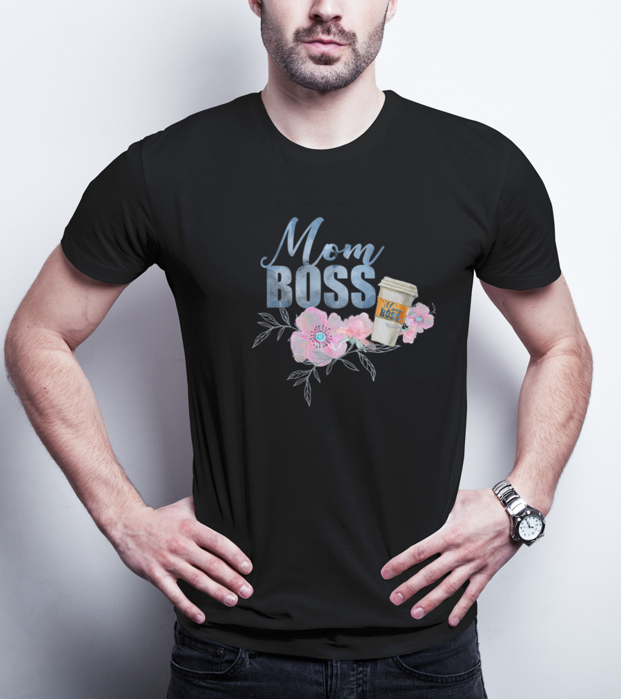 Mom Boss Coffee Floral T-Shirt