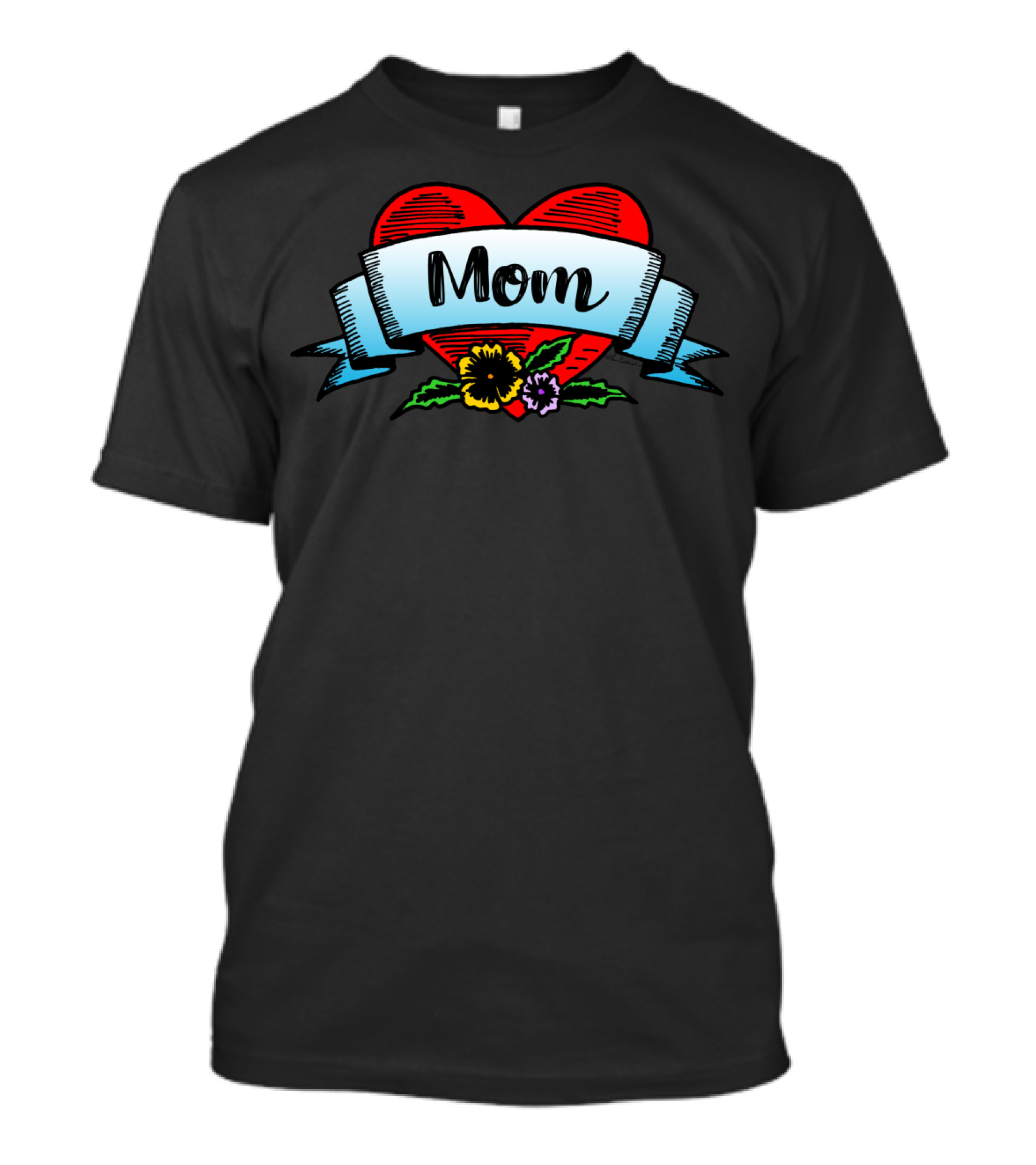 Mom Heart Floral Banner T-Shirt