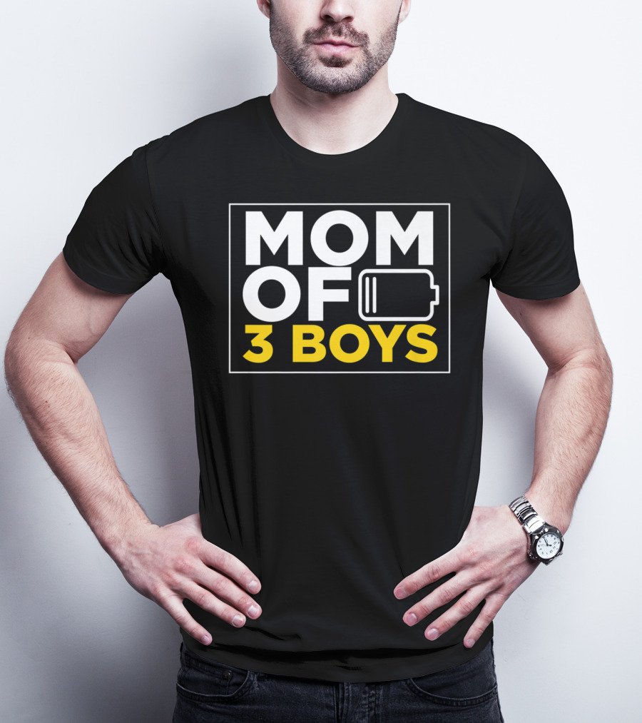 MOM OF 3 BOYS Low Battery Christmas From Son T-Shirt