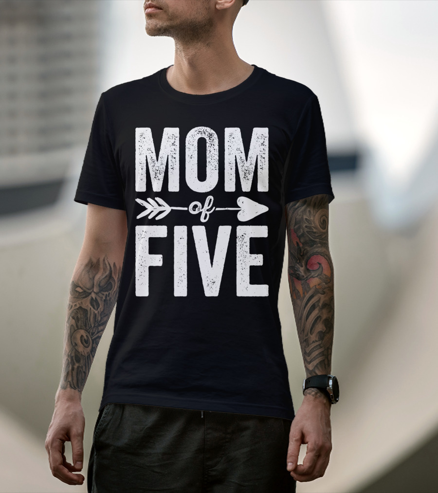 Mom Of Five Arrow Heart T-Shirt
