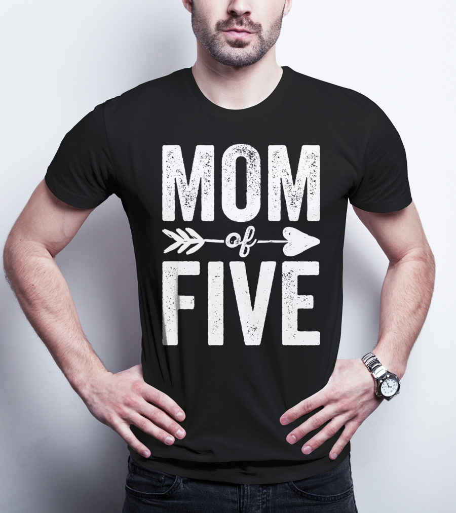 Mom Of Five Arrow Heart T-Shirt