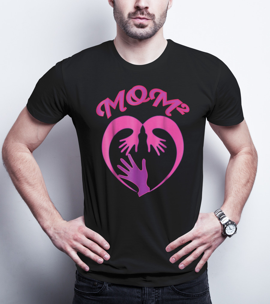 MOM Squared Heart Hands Embrace T-Shirt