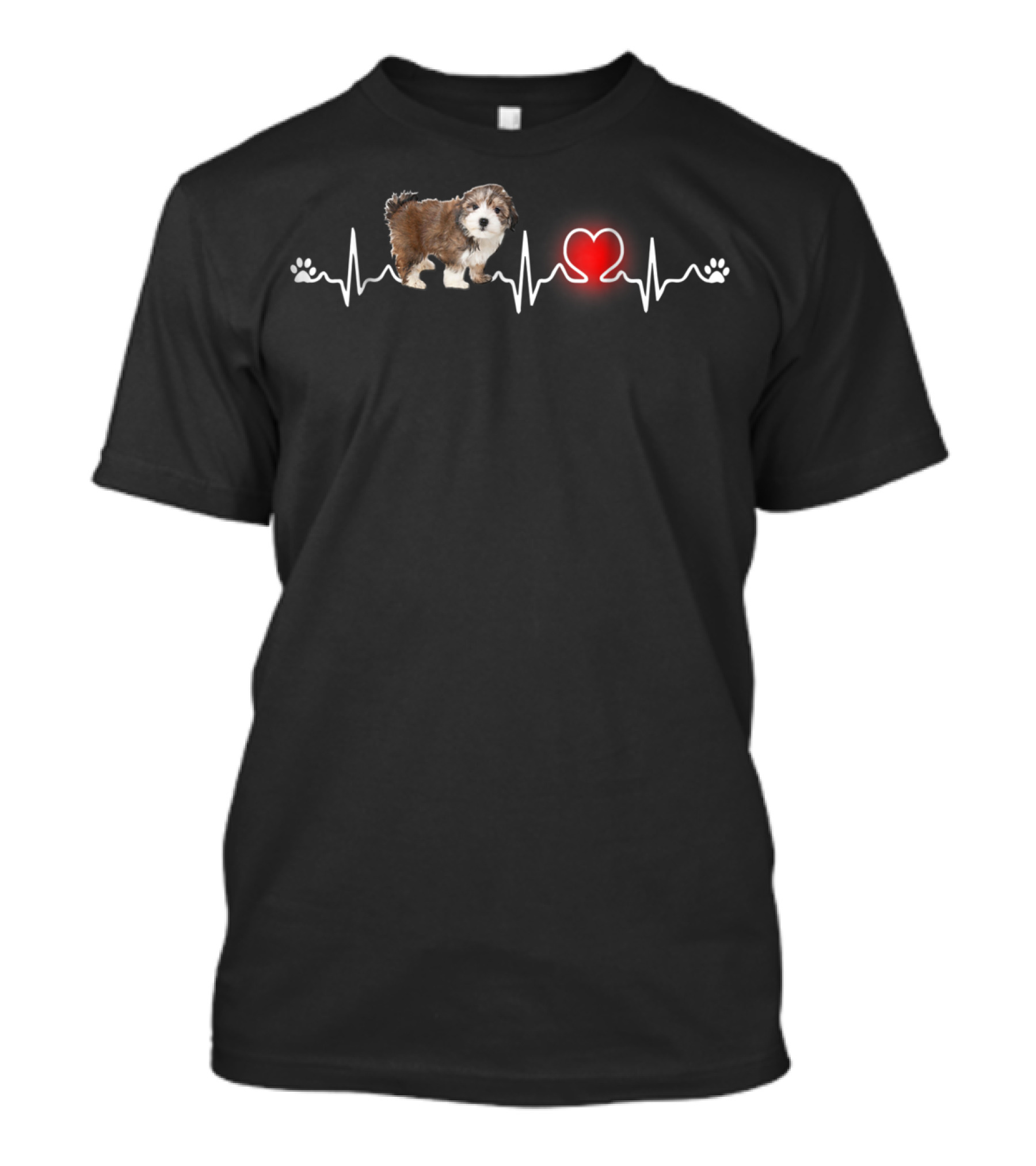 Morkie Heartbeat With Paw Print For Women T-Shirt