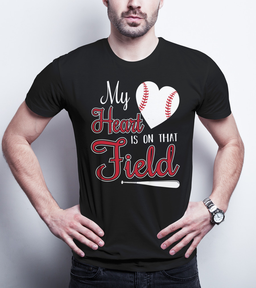 My Heart Is On That Field Baseball Bat Heart T-Shirt