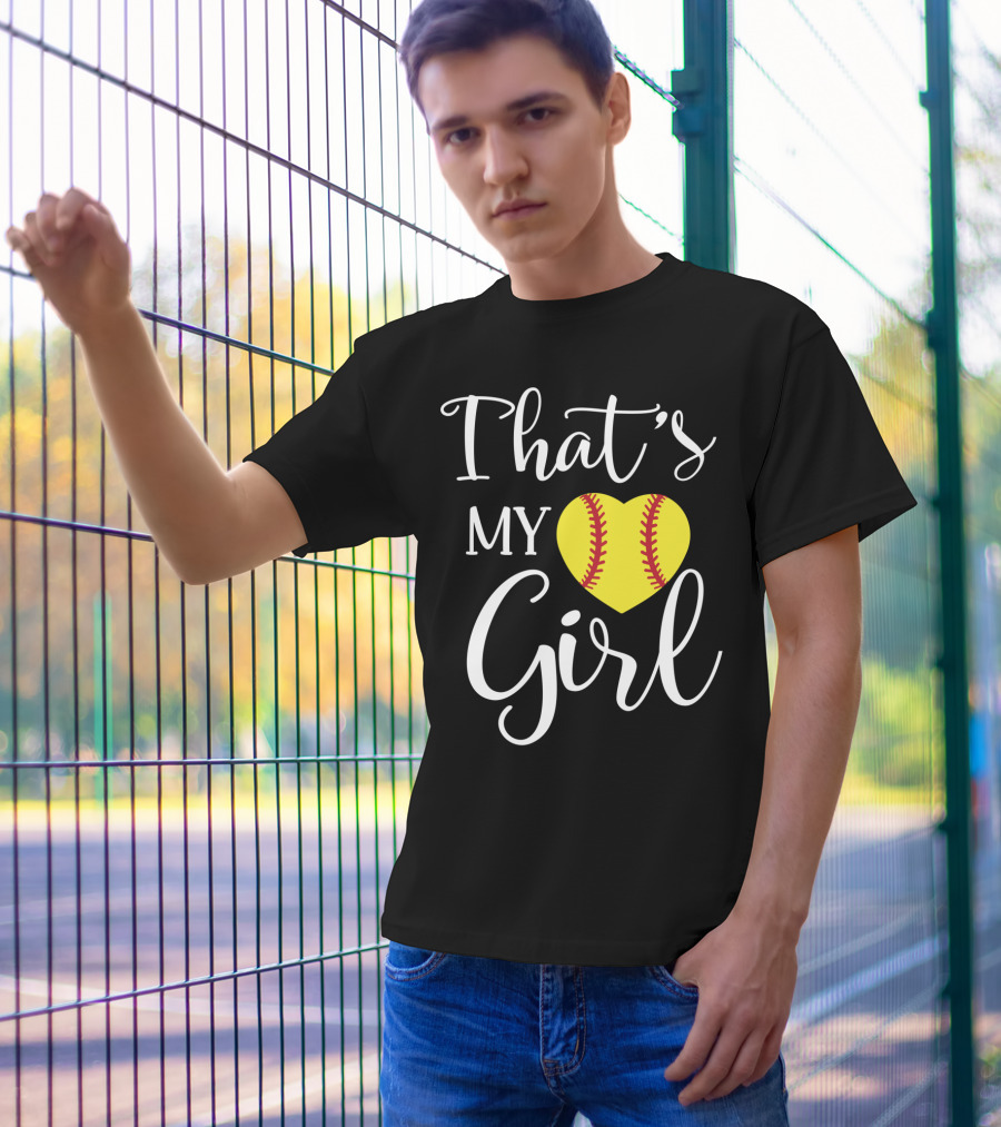 That's My Girl Softball Mom Heart T-Shirt