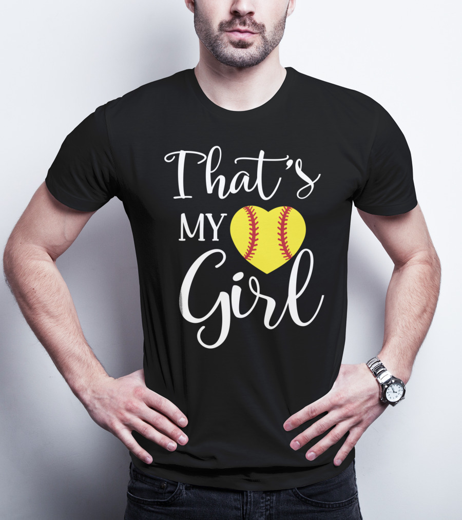 That's My Girl Softball Mom Heart T-Shirt
