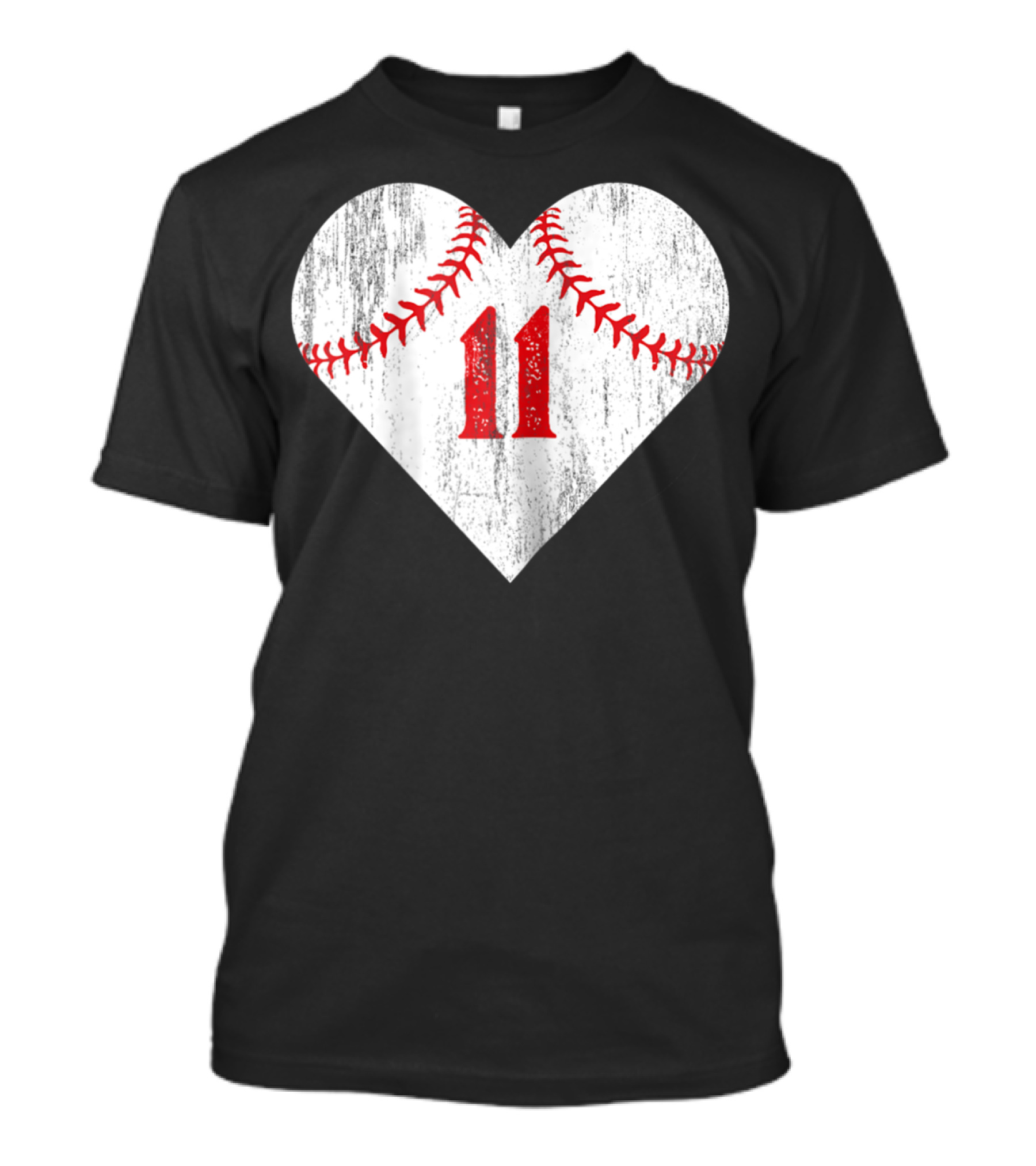 Number 11 Heart Baseball Softball T-Shirt