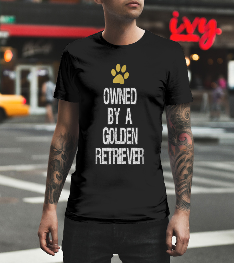 Owned By A Golden Retriever Paw Prints T-Shirt