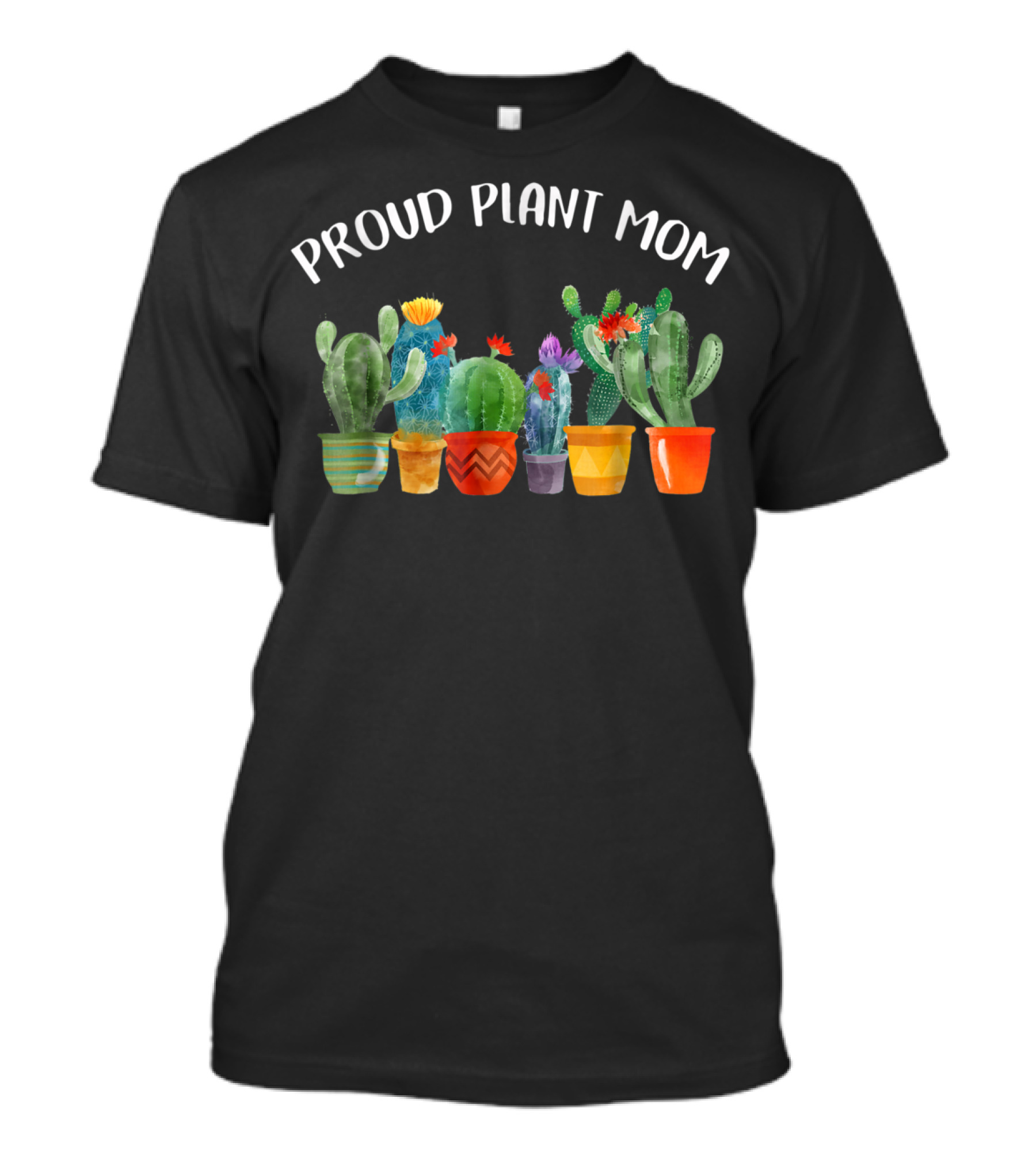 Proud Plant Mom Multicolored Cactus Collection T-Shirt