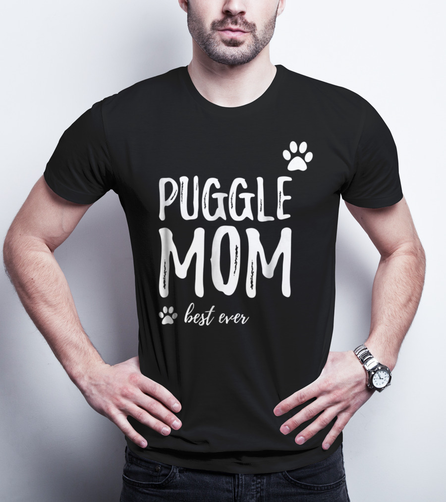 Puggle Mom Best Ever Dog Lover Paw Prints T-Shirt