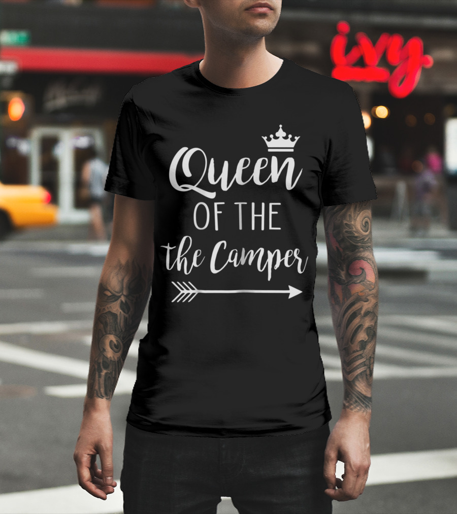 Queen Of The Camper Funny Mom Camping Arrow Crown T-Shirt