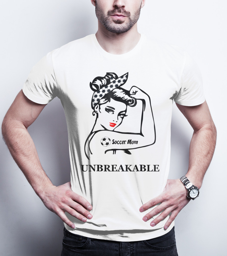 Unbreakable Soccer Mom With Soccer Ball Headscarf And Tattoo T-Shirt