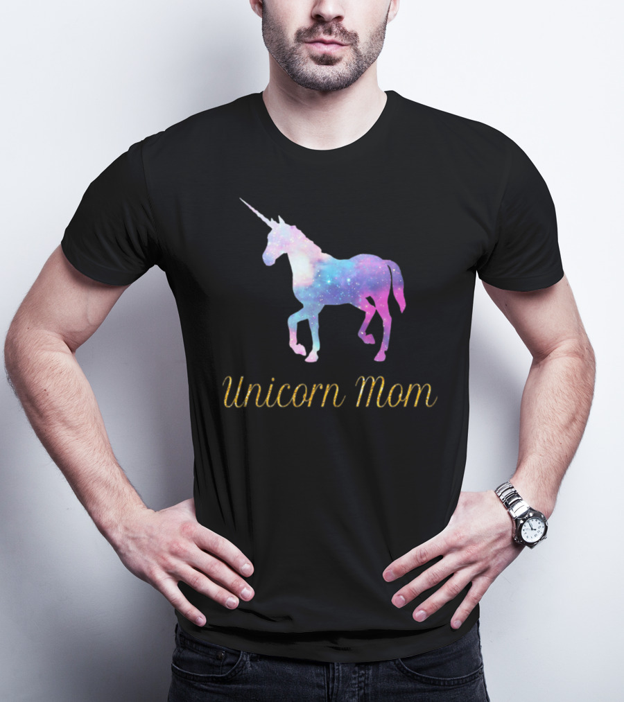 Unicorn Mom Sparkly Galaxy Birthday Party T-Shirt