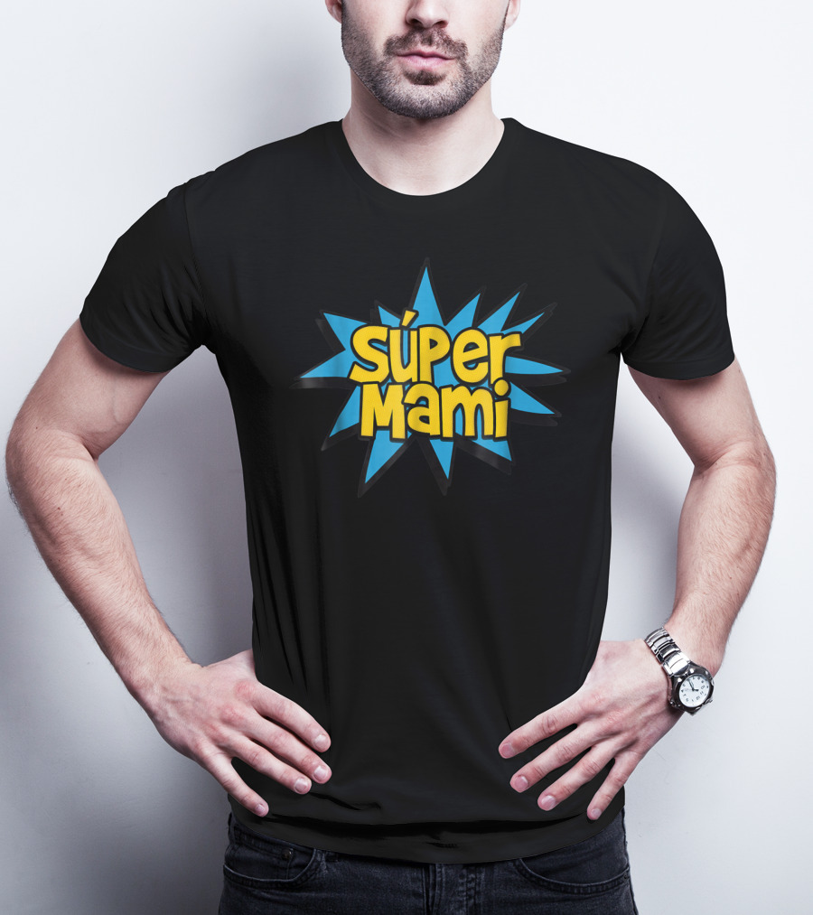 Súper Mami Spanish Mom Comic Book Superhero Graphic Burst T-Shirt