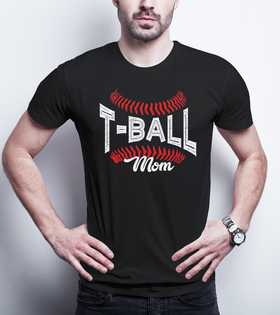 T-Ball Mom Baseball Stitching T-Shirt
