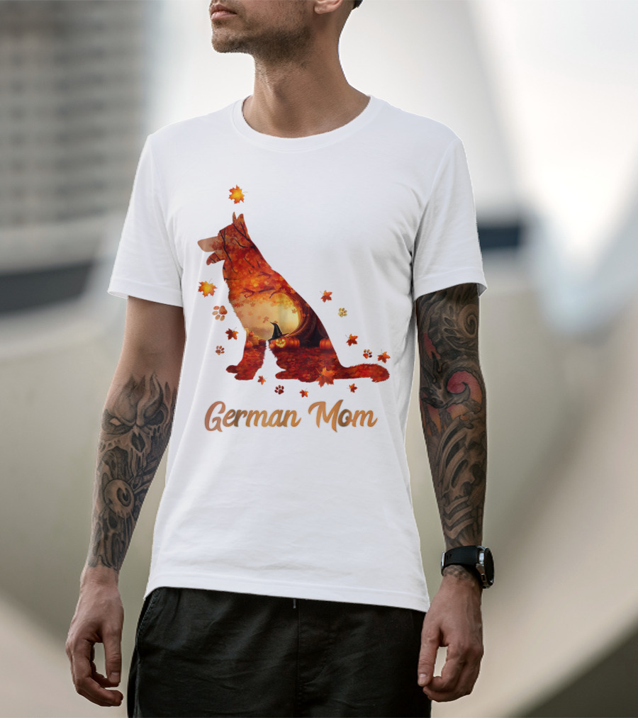 German Shepherd Mom Autumn Scene T-Shirt