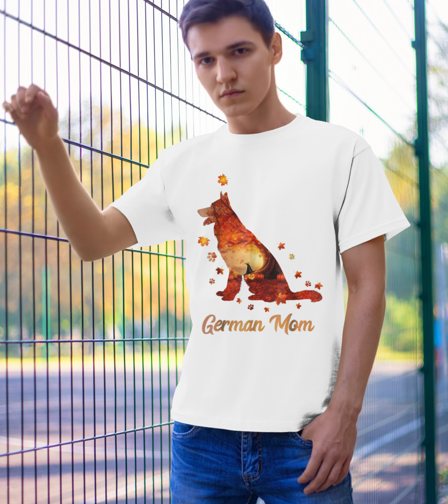 German Shepherd Mom Autumn Scene T-Shirt