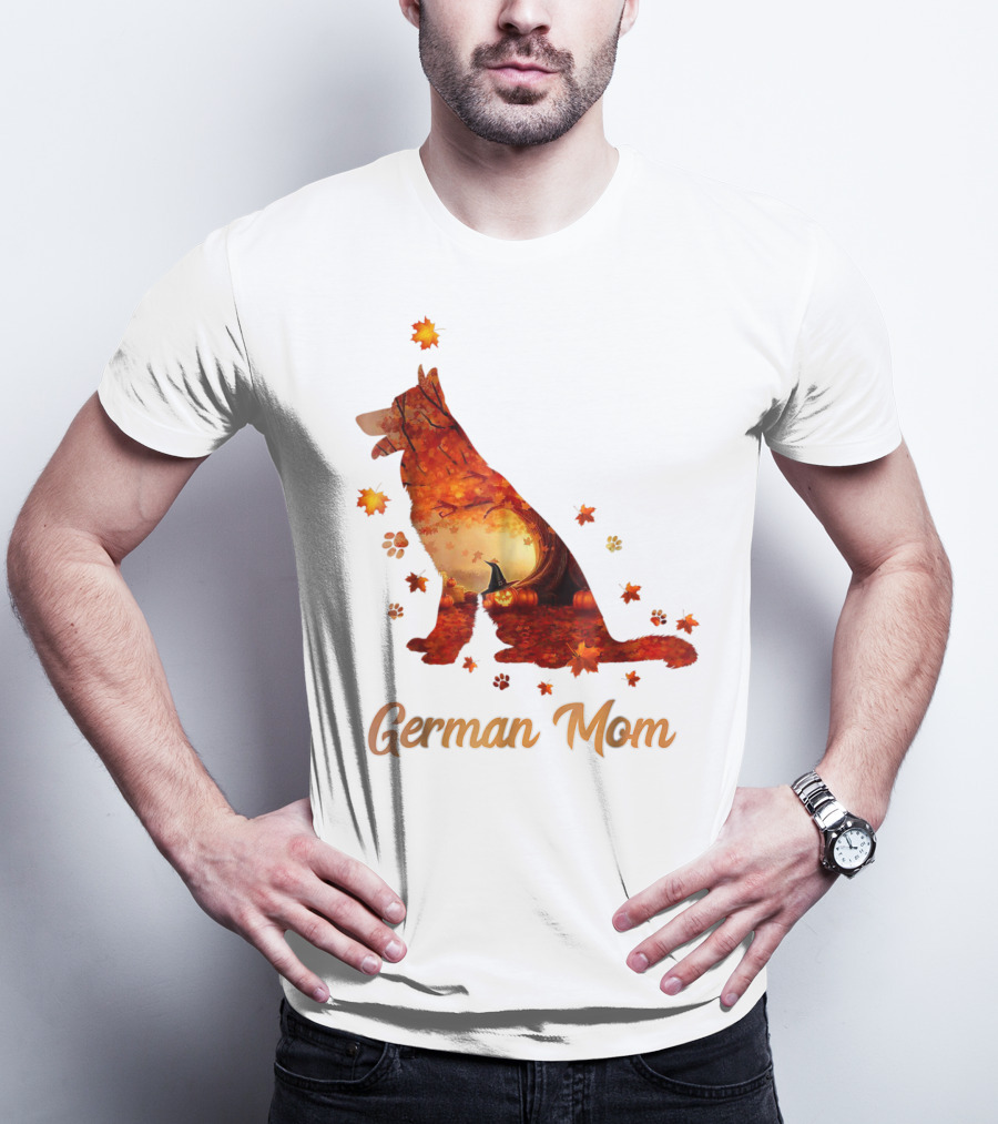 German Shepherd Mom Autumn Scene T-Shirt