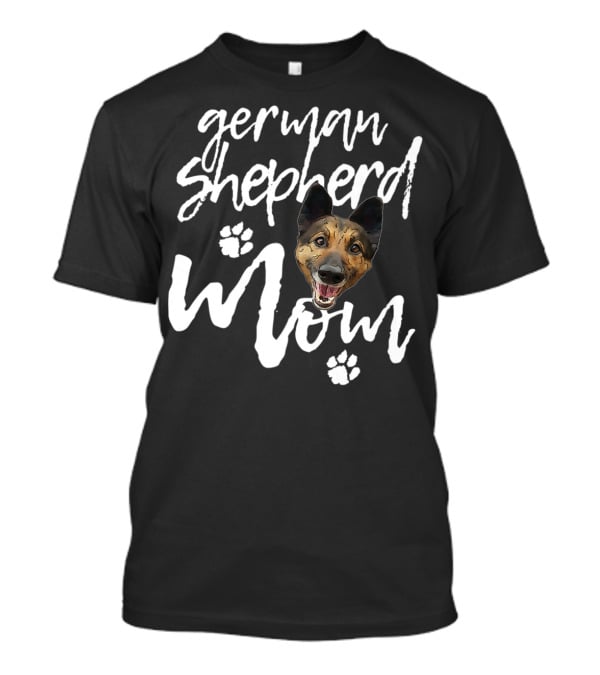 German Shepherd Mom Cute Dog Face With Paw Prints T-Shirt