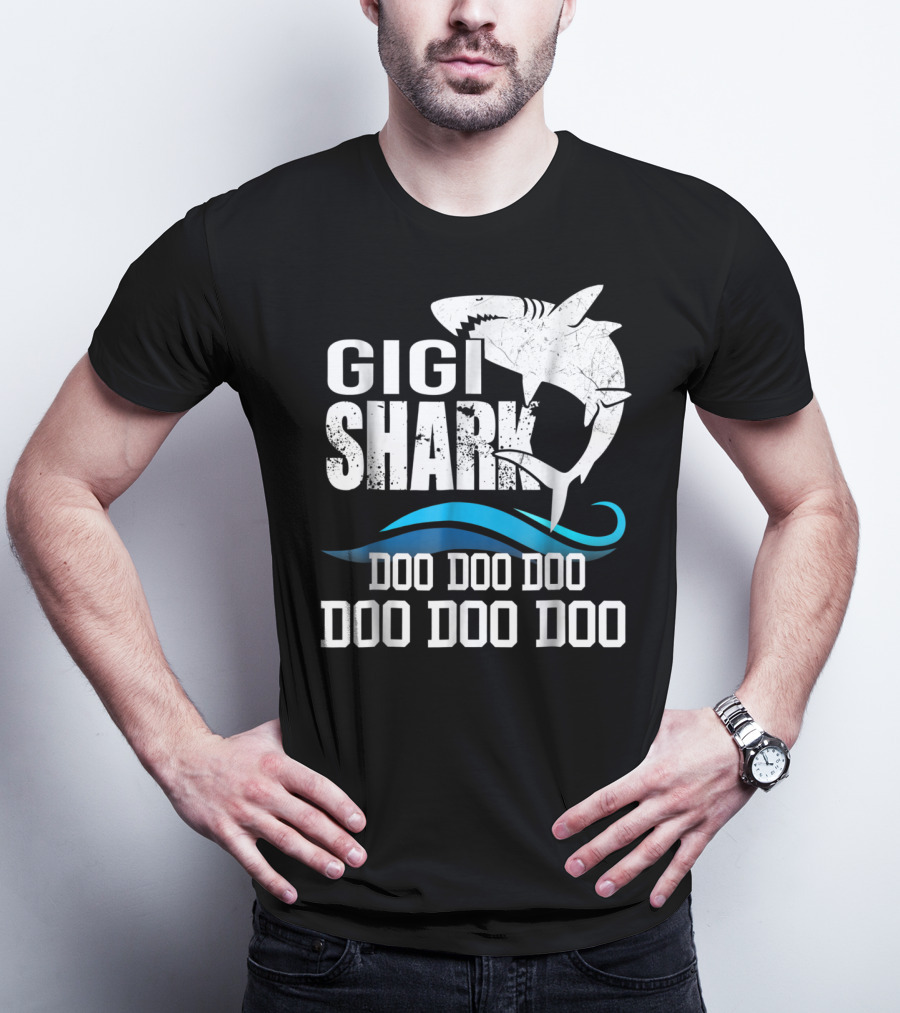 Gigi Shark Doo Doo Doo Mom Grandma Halloween Christmas67 T-Shirt