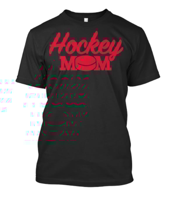 Hockey Mom Fitted Red Text With Puck T-Shirt
