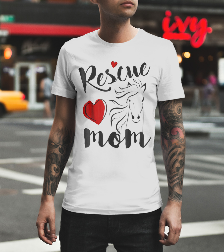 Rescue Mom Heart Horse T-Shirt