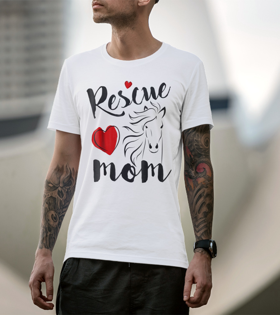 Rescue Mom Heart Horse T-Shirt